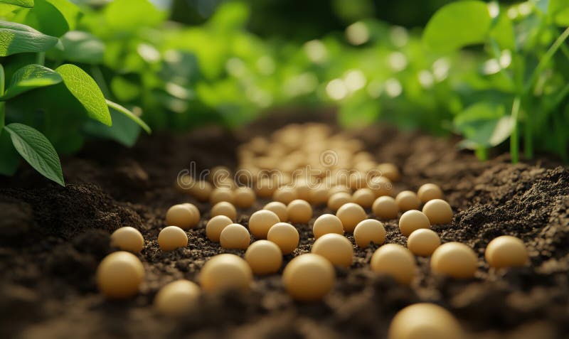 Seeds Scattered in Fertile Soil among Green Plants in a Garden Setting ...