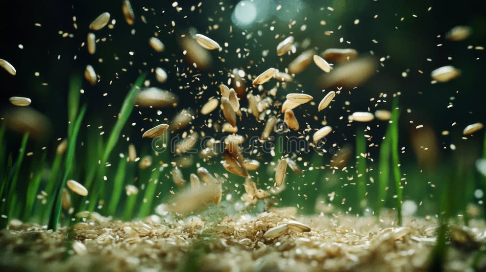 Seeds Scattering Over Freshly Planted Ground Stock Illustration ...