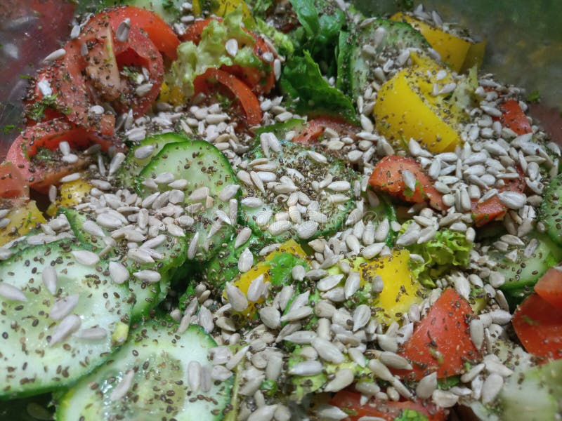 Fresh Seeds on an Organic Salad Stock Photo - Image of organic, fresh ...