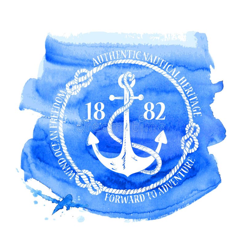 Seeemblem mit Anker vektor abbildung. Illustration von seil - 45210167