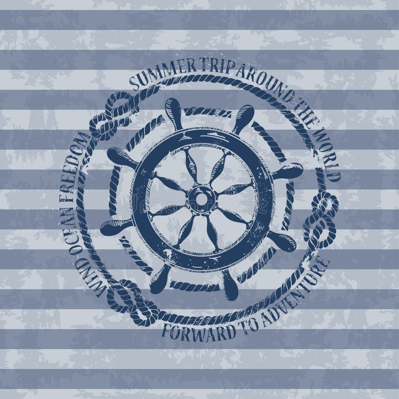 Seeemblem mit Seerad vektor abbildung. Illustration von farbe - 40899444