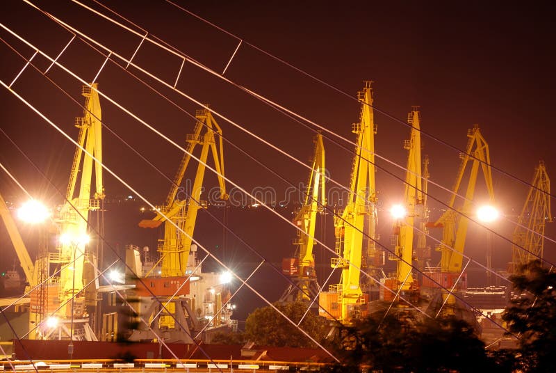 Seehafen nachts stockfoto. Bild von lieferung, kanal - 12021426