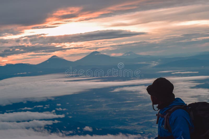 Seeing Mount Sindoro and Mount Sumbing at the Top of Mount Slamet Stock ...