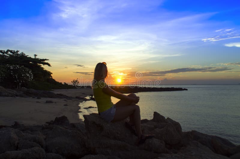Seeing Off the Sun. stock image. Image of women, pattaya - 41495711