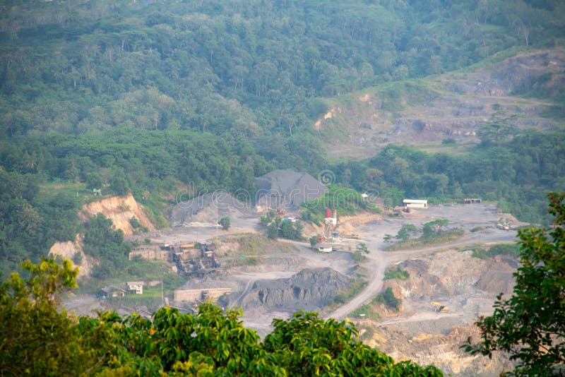 Seeing the Rock Mining Area from the Top of the Mountain Stock Image ...