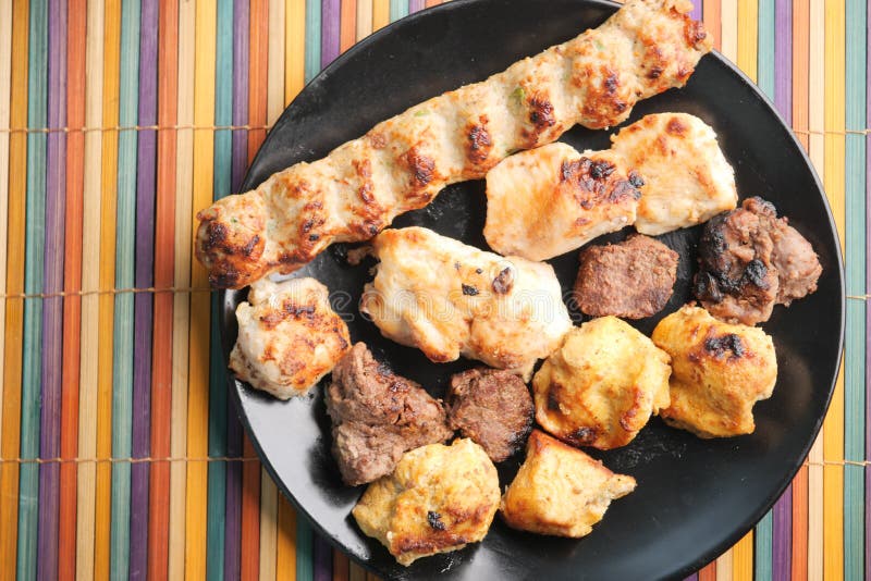 Seekh Kabab Meat on a Plate on Table Stock Photo - Image of cooking ...