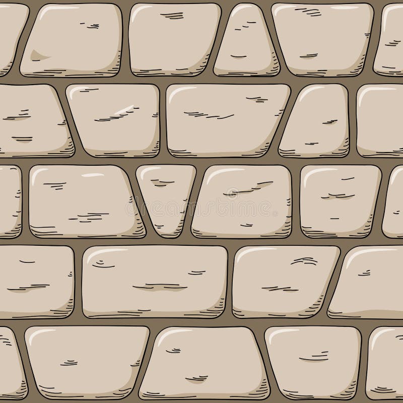 Seemless Hand Drawn Cartoon Wall Stock Vector - Illustration of ...