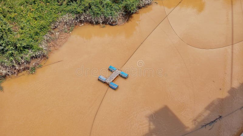 Seen from Above a Blue Raft Floating on the River Stock Photo - Image ...