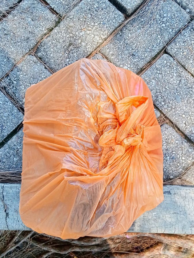 Seen from Above, the Package of Goods in Orange Plastic Packaging Stock ...