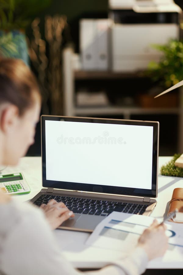 Seen from Behind Modern Woman with Documents Stock Photo - Image of ...