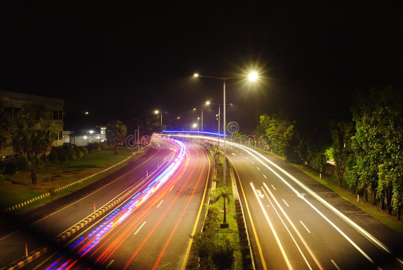 Seen Irregular Light from Passing Vehicles on the Toll Road Stock Photo ...
