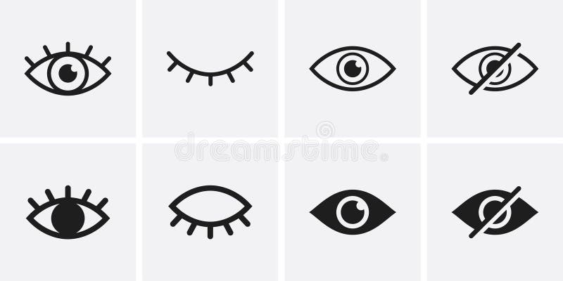 Seen and Unseen Eye Icon Set. Hidden and View Eye Icon Vector Stock ...