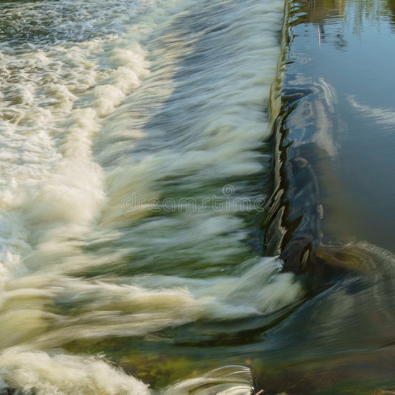 Seething Water with Foam, Threshold on the River Stock Image - Image of ...