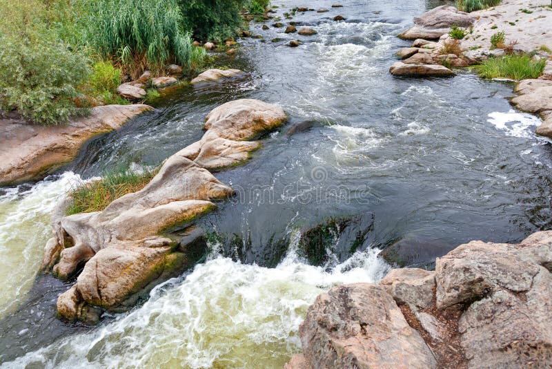The Rapid Flow of the River, Rocky Coasts, Rapids, Bright Green ...