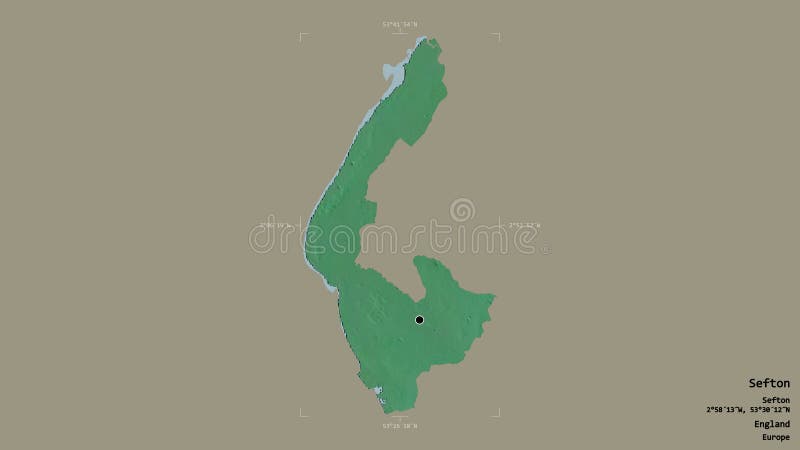 Sefton - England. Bounding Box. Relief Stock Illustration ...