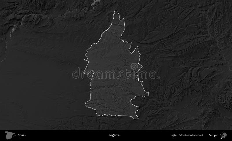 Segarra Highlighted, Spain. Grayscale Stock Illustration - Illustration ...