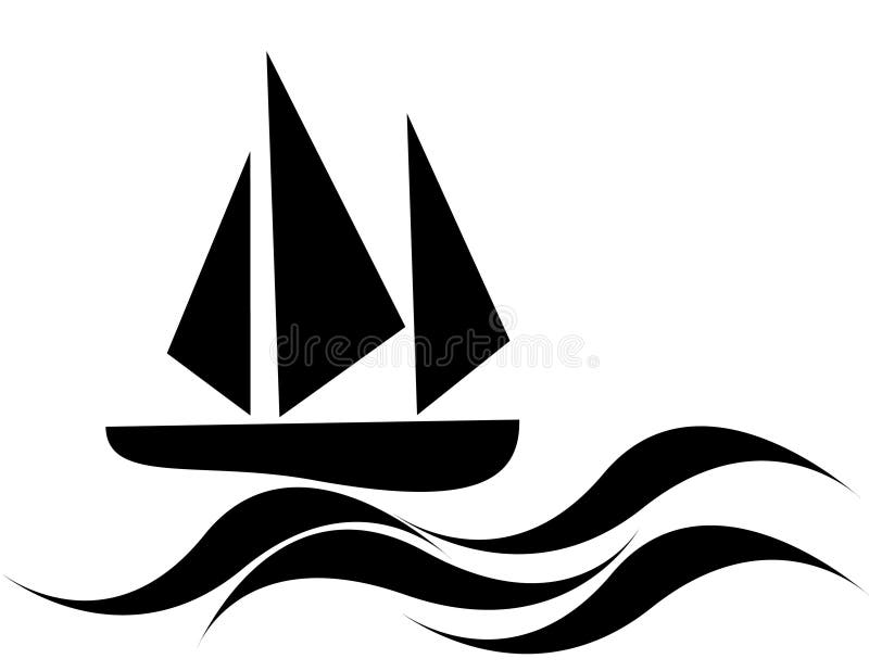 Boot Auf Wellenvektorikone Segelbootillustration Einfaches ...