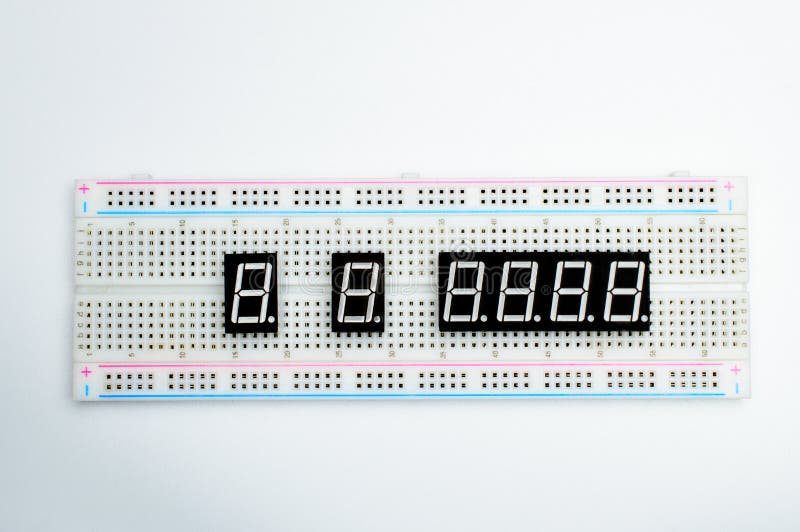 7-segment Arduino Indicators Attached To a Breadboard. Concept of a ...
