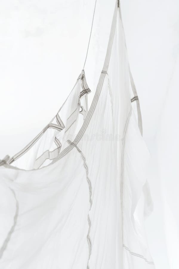 Segment of Folded White Parachute Fabric Closeup. Stock Photo - Image ...