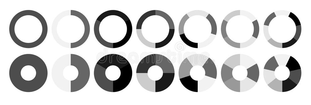 Segment Infographic. Pie Chart Icons. 2,3,6,10,20 Circle Section Graph ...