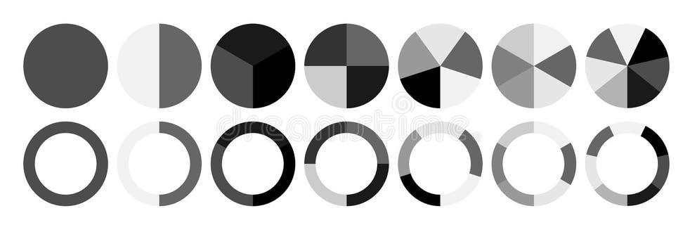 Segment Infographic. Pie Chart Icons. 2,3,6,10,20 Circle Section Graph ...