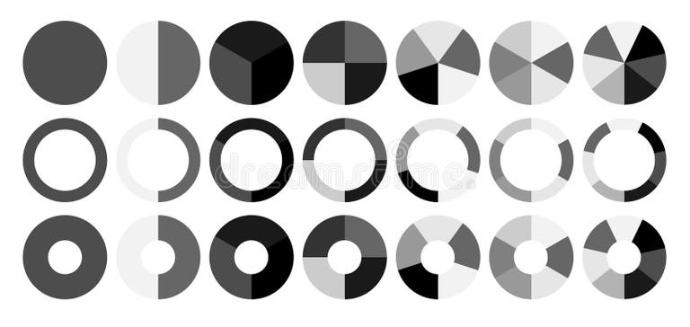 Segment Infographic. Pie Chart Icons. 2,3,6,10,20 Circle Section Graph ...