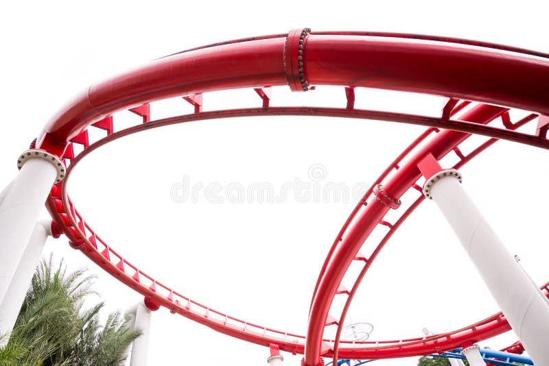 Segment of Red Roller Coaster Rail Stock Photo - Image of high, park ...