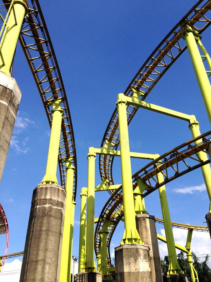 A Segment Roller Coaster on Blue Sky Background Stock Image - Image of ...