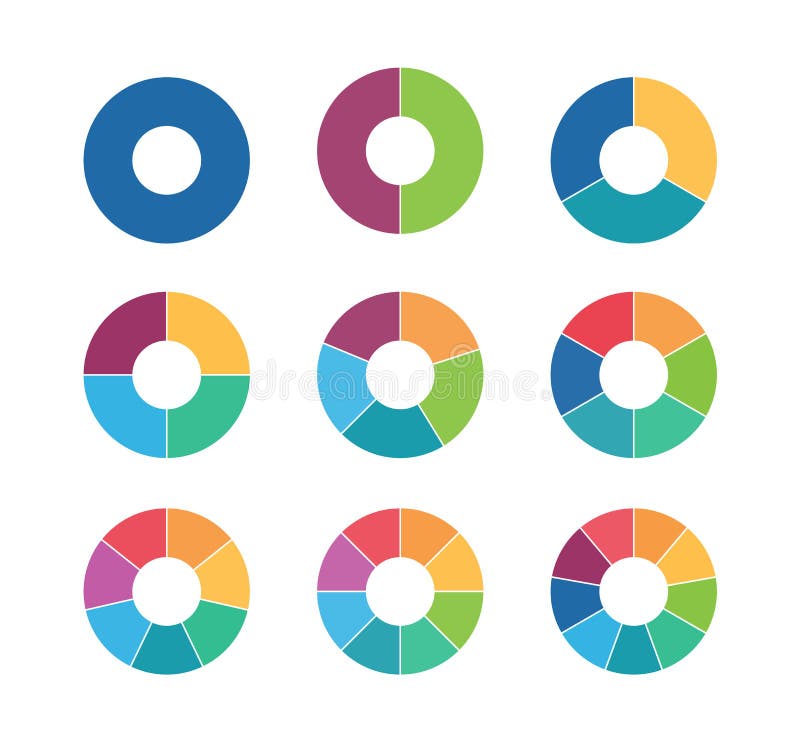 Segmented Circles Set Isolated on a White Background.Various Number of ...