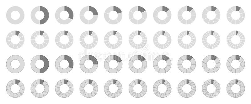 Segmented Circles Set Isolated on White Background. Vector Illustration ... Segmented Circles Set Isolated on White Background. Vector Illustration ...
