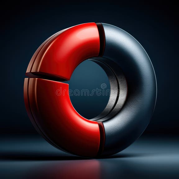 Segmented Ring Progress Indicator in High Gloss Red and Blue, Circular ...