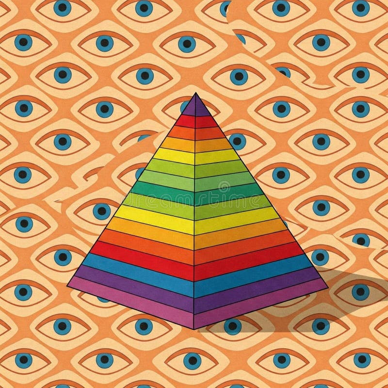 Segmented Pyramid with Watching Eyes Stock Illustration - Illustration ...