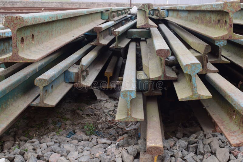 Segments of Railway Tracks Arranged in Beautiful Pattern Kept beside ...