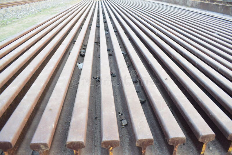 Segments of Railway Tracks Arranged in Beautiful Pattern Kept beside ...