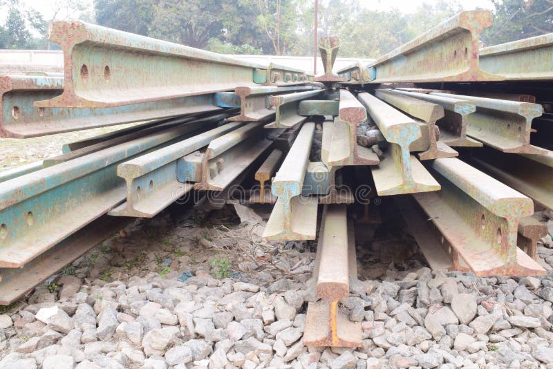 Segments of Railway Tracks Arranged in Beautiful Pattern Kept beside ...