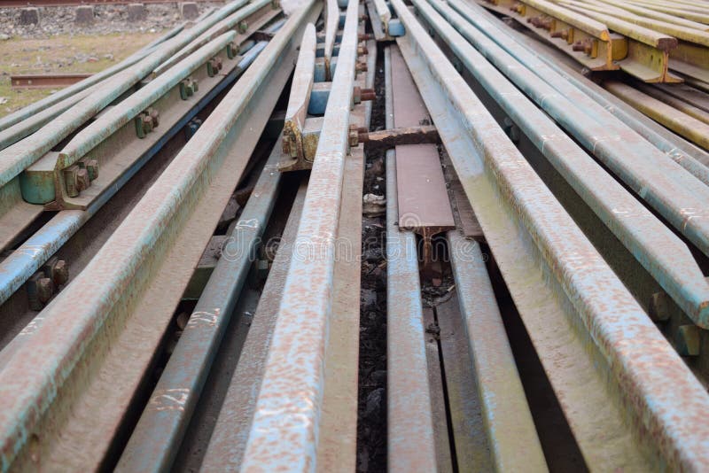 Segments of Railway Tracks Arranged in Beautiful Pattern Kept beside ...