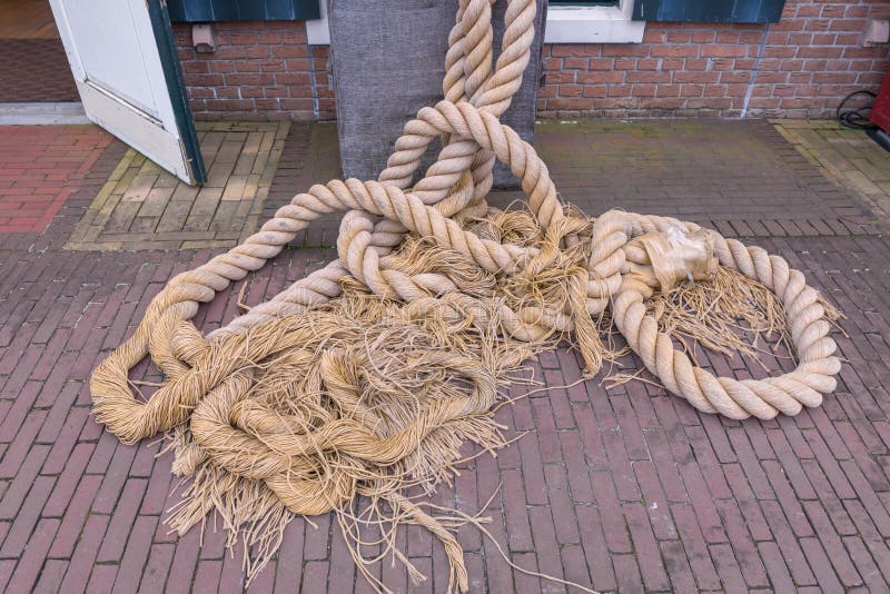 Segments of Raw Old Rope on the Floor Stock Image - Image of cord ...