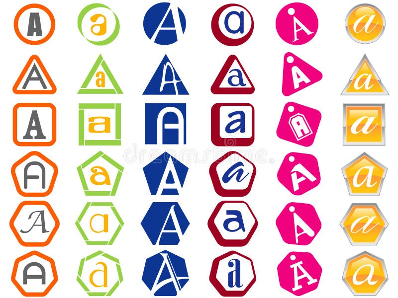 Segni I Distintivi E Le Modifiche Con Lettere Delle Icone Illustrazione ...