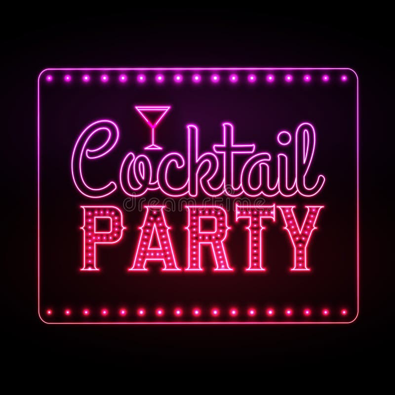 Segno Al Neon Partito Di Cocktail Illustrazione Vettoriale ...