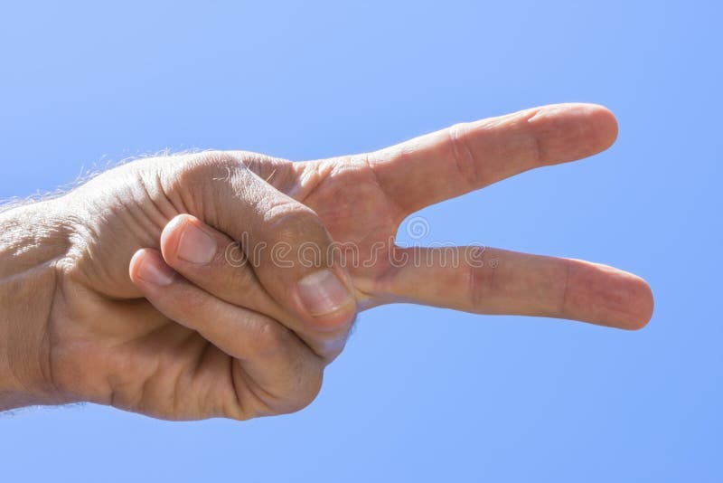 Segno della mano di pace fotografia stock. Immagine di chiusura - 54443840