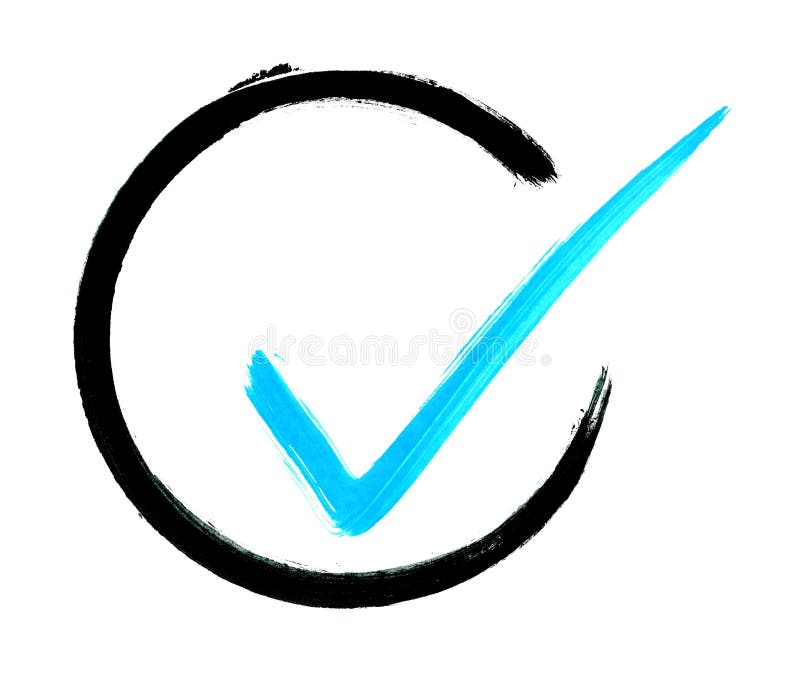 Segno Di Spunta Blu Dipinto Nel Cerchio Nero Illustrazione di Stock ...