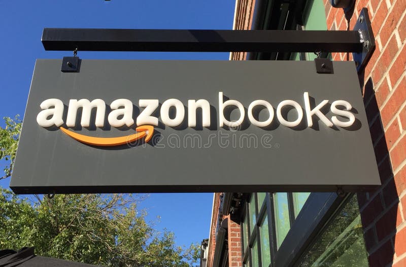 Segno Per Il Deposito Di Libri Di Amazon in Chicago Immagine Stock ...