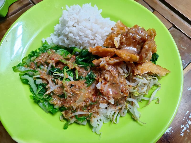 Sego Pecel & X28;rice and Vegetables with Peanut Sauce& X29; Stock ...