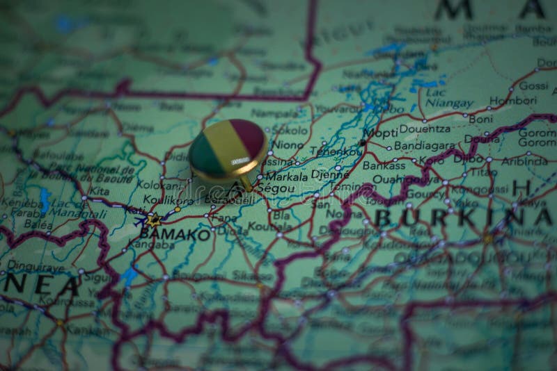 Segou Pinned on a Map with the Flag of Mali Stock Image - Image of ...