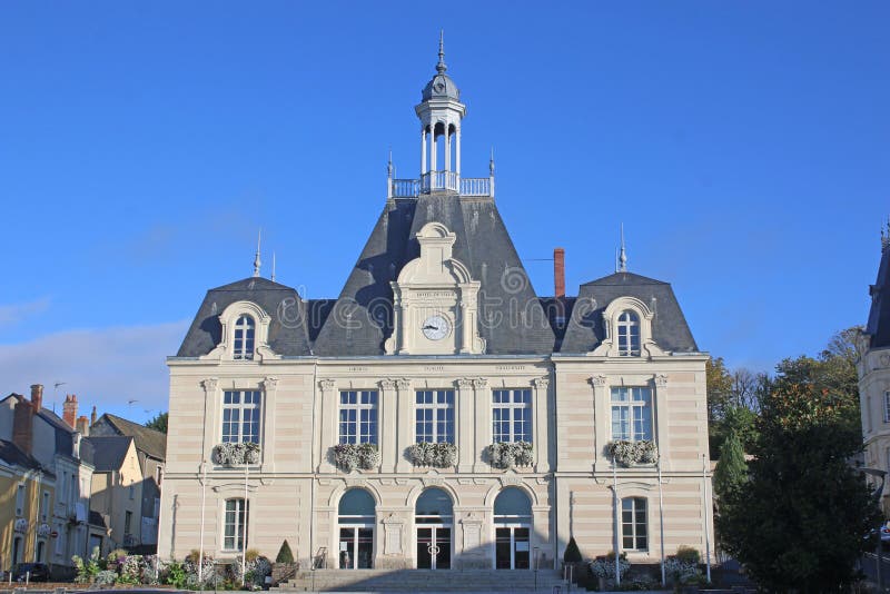 Segre Town Hall, France stock image. Image of loire - 151889145