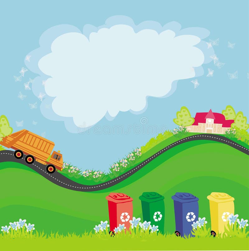 Segregation of Garbage, Abstract Card with the Ecological Landscape ...