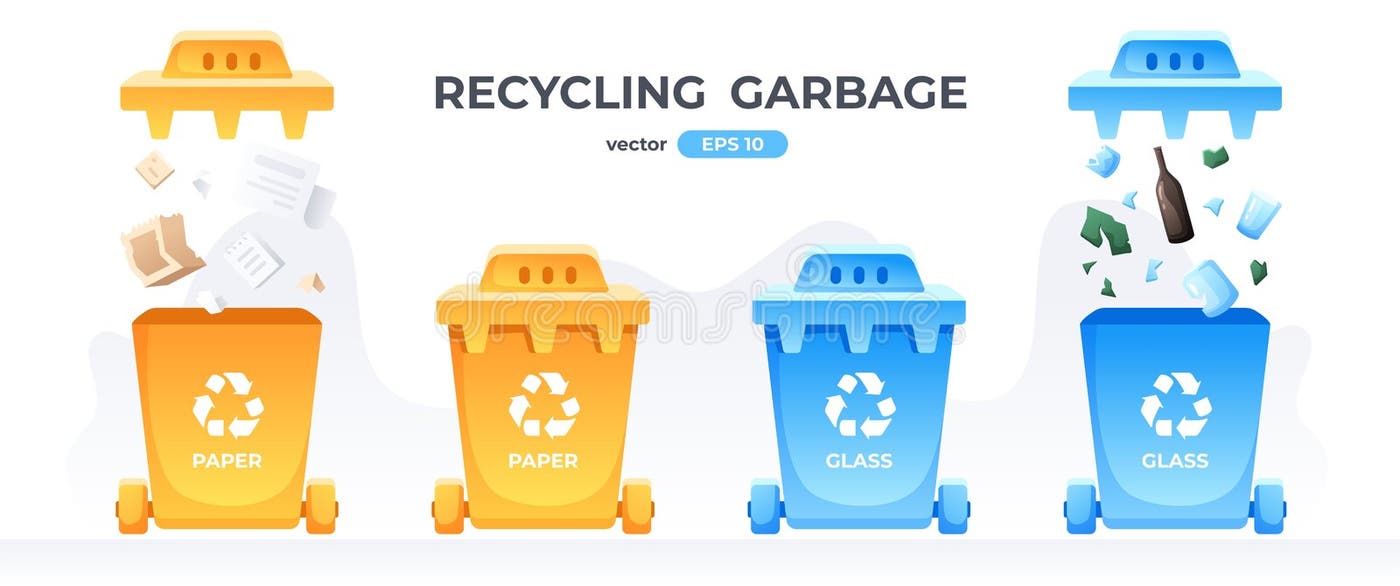 Colored Garbage Cans Waste Types Vector Stock Illustrations – 28 ...