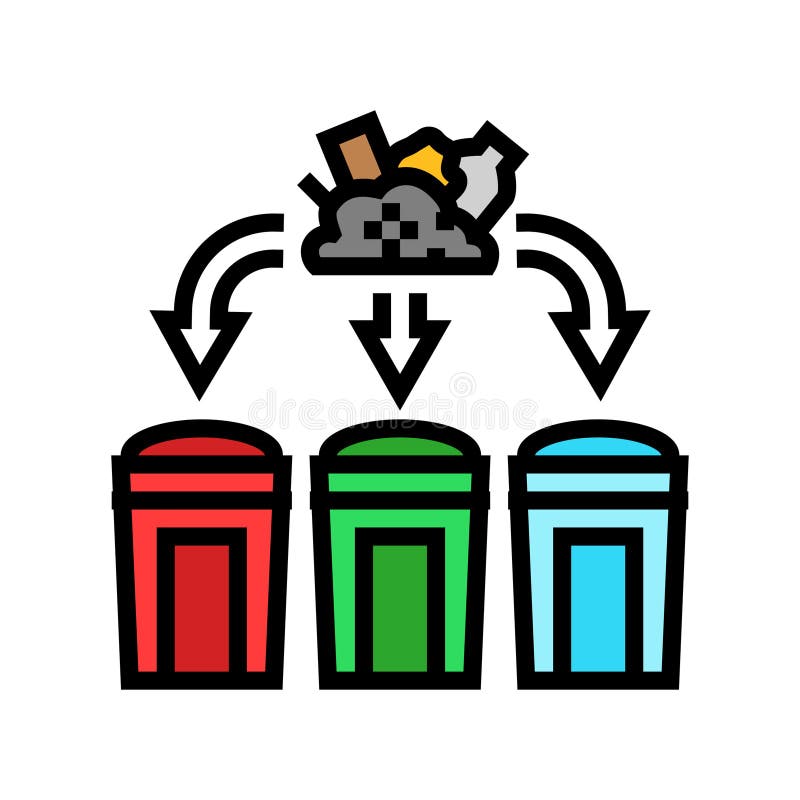 Segregation Waste Sorting Color Icon Vector Illustration Stock Vector ...