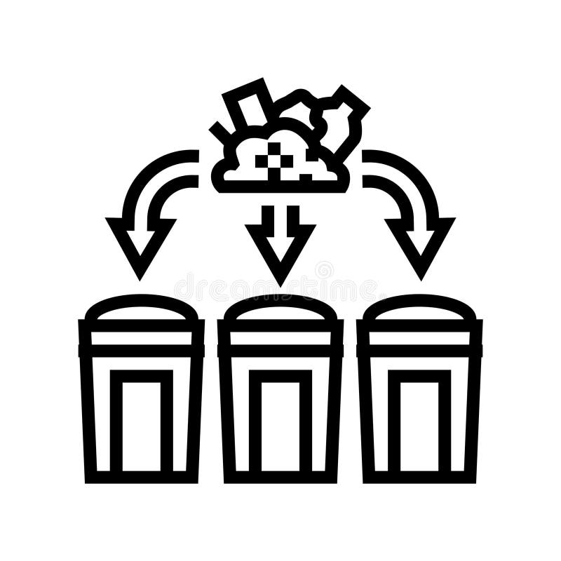 Segregation Waste Sorting Line Icon Vector Illustration Stock Vector ...