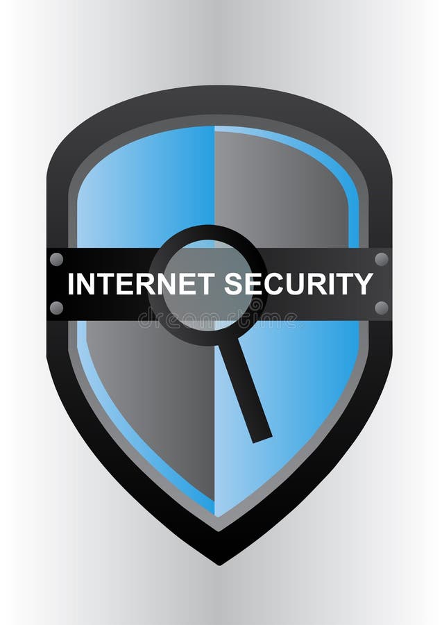 Seguridad De Internet - Escudo Con La Lupa Ilustración del Vector ...